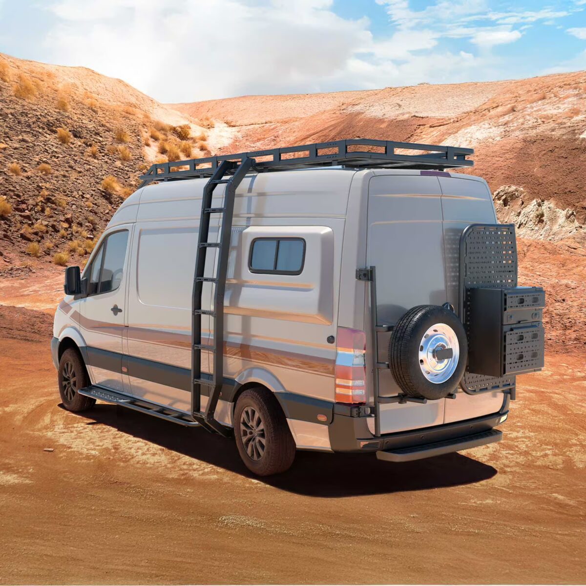 Sprinter Rear Tire Carrier | VannCamp & Astra Guard